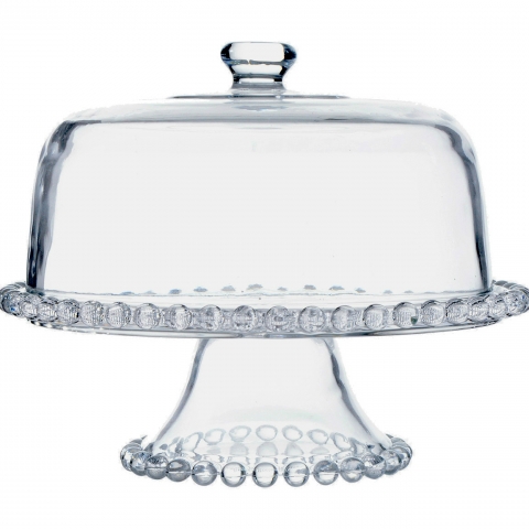 Prato P/Bolo Cristal C/Pé e Tampa Pearl Prato Bolo Cristal Pe Tampa Pearl