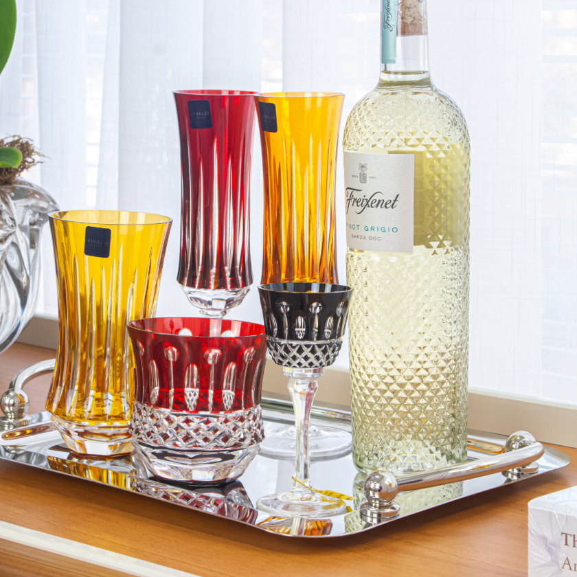 Copo Cristal Lapidado Long Drink Vivaldi 66 Long Drink 66 Amarelo