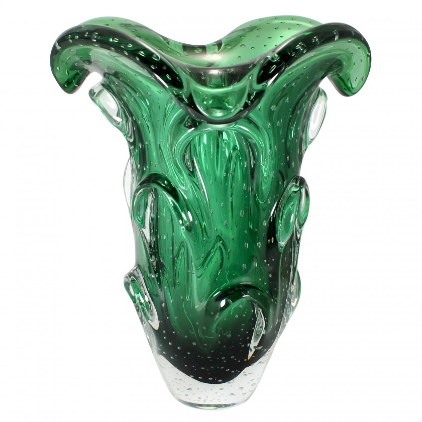 Vaso Murano Scarlet G Vaso Murano Scarlet Verde Folha G