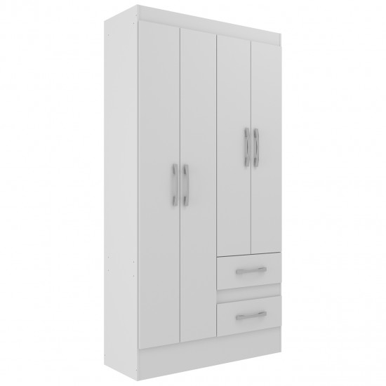 Guarda-Roupa Solteiro Conde 4 Portas 2 Gavetas Cor Branco