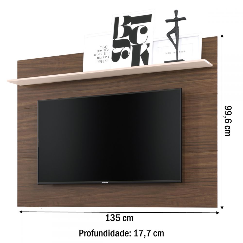 Painel para TV Até 55 Polegadas Maia Nogueira Real/Off White - Colibri