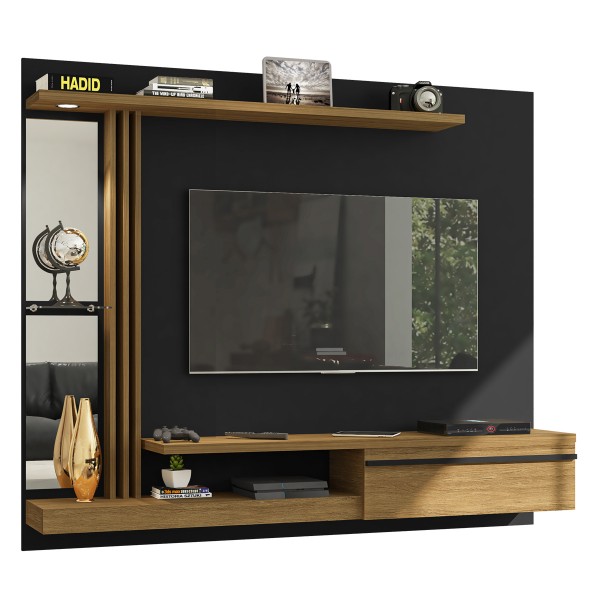 Painel para TV Até 55 Polegadas com Led Denver Preto Fosco/Cinamomo ...