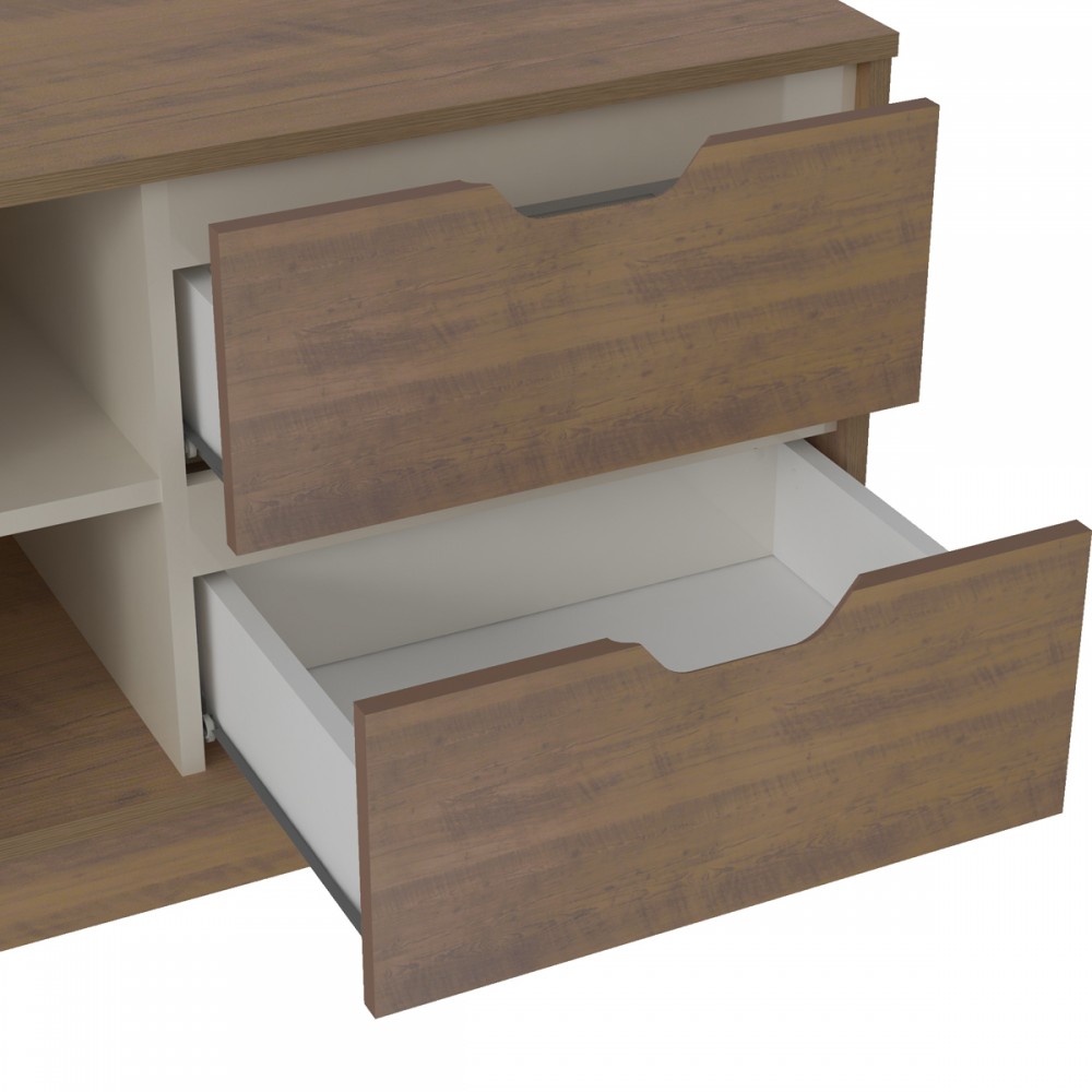 Rack para TV Até 60 Polegadas Michigan 1 Porta 2 Gavetas Pinho/Off ...