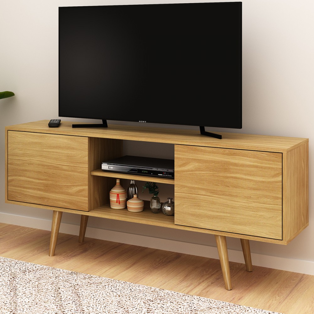 Rack para TV Até 65 Polegadas 2 Portas 1 Prateleira Natural R1464 - Tecno Mobili