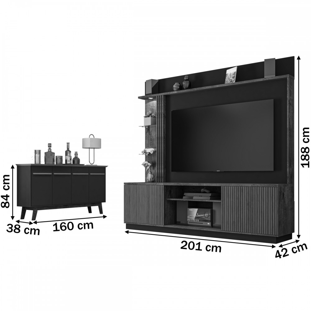 Sala de Estar Completa para TV Até 50 Polegadas Atlanta Cinamomo/Off ...