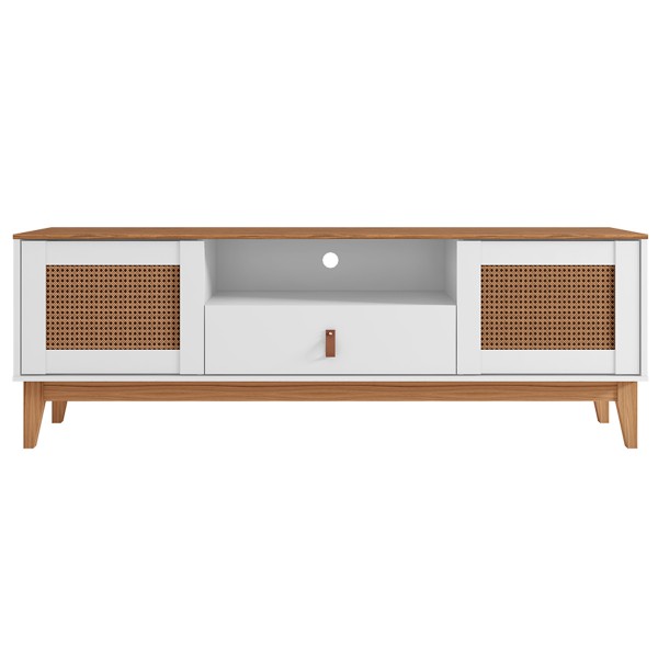 Rack para TV Até 60 Polegadas Esmeralda 2 Portas 1 Gaveta Branco/Noce ...