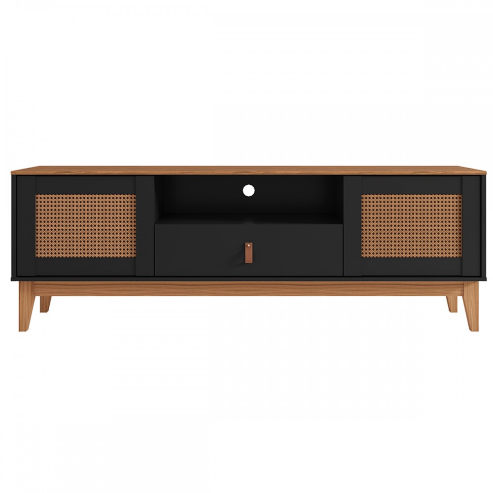 Rack para TV Até 60 Polegadas Esmeralda 2 Portas 1 Gaveta Preto/Noce ...