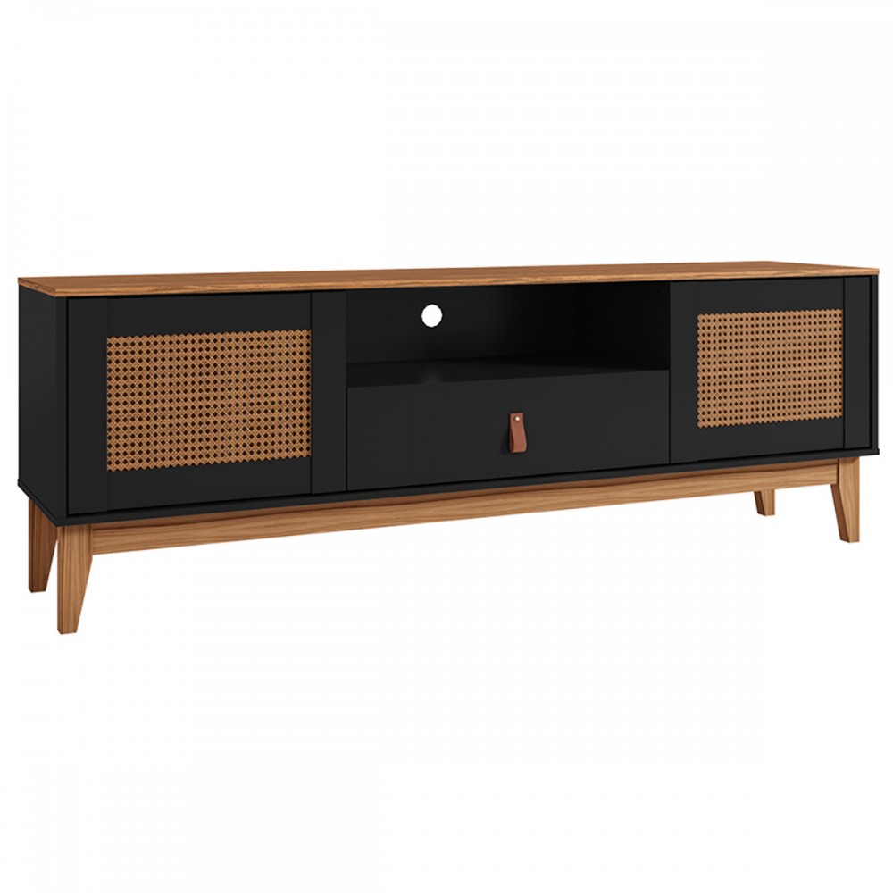 Rack para TV Até 60 Polegadas Esmeralda 2 Portas 1 Gaveta Preto/Noce ...