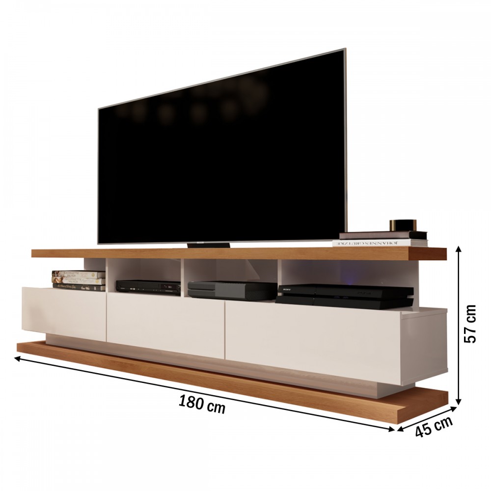 Rack para TV Até 72 Polegadas Vivare 3 Gavetas Off White/Freijó - Giga ...