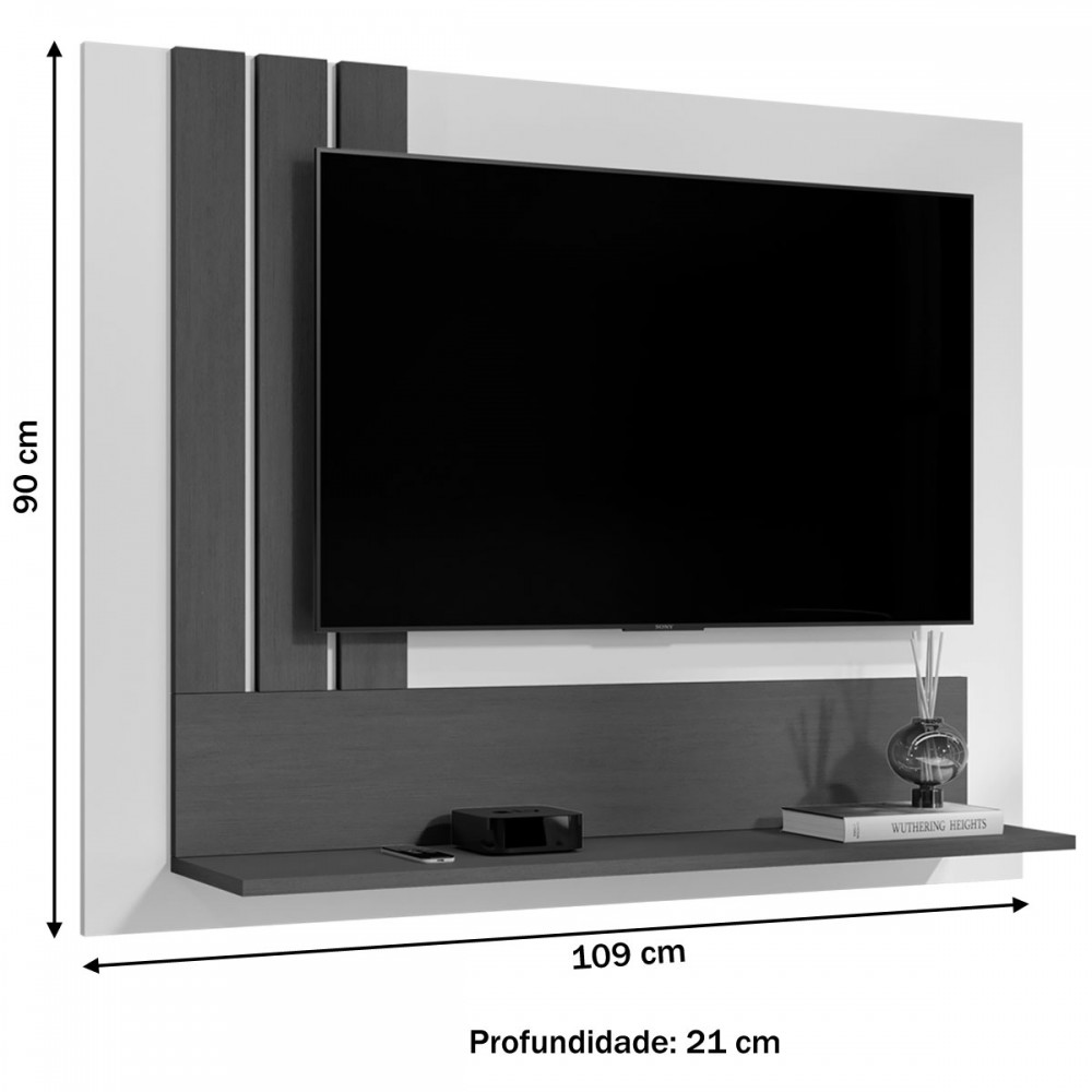 Painel para TV Até 43 Polegadas Luxo 1 Prateleira Pérola/Nature 5119 - Jb Bechara