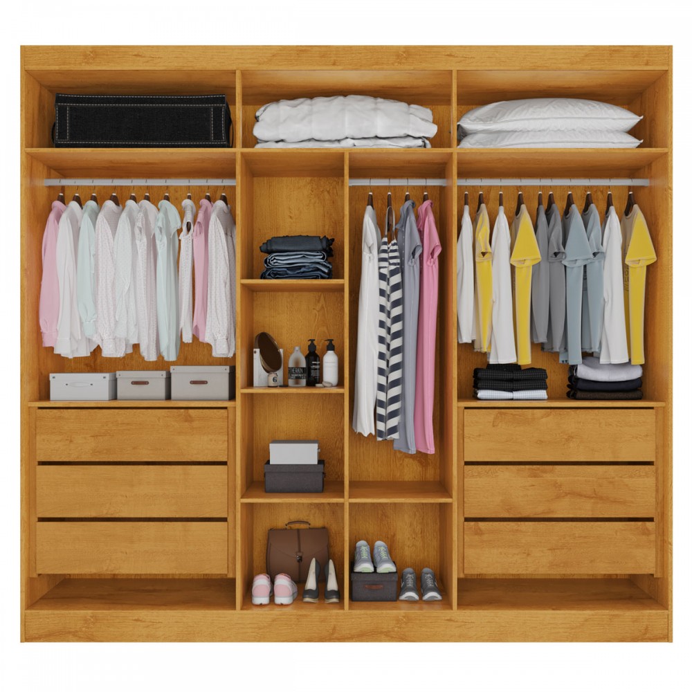 Guarda-Roupa Casal Oslo 6 Portas 6 Gavetas 100% Mdf Peroba/Off White - Mademarques