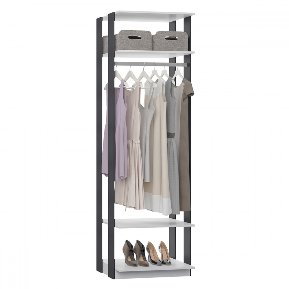 Closet 1 Cabideiro 2 Prateleiras 1008 Branco Tx/Grafite - Be Mobiliário