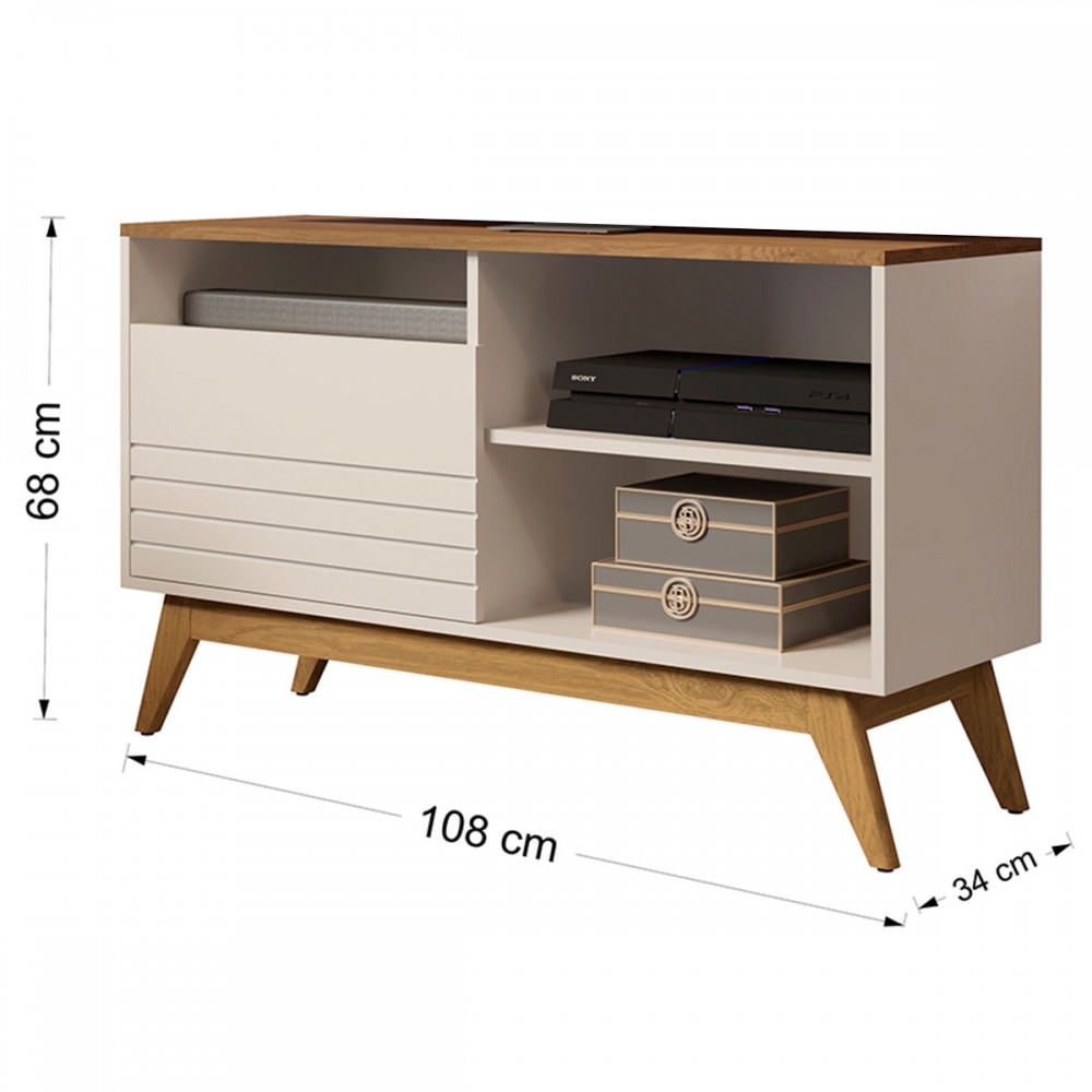 Rack para TV Até 42 Polegadas Fenix Wood 1 Porta 1 Prateleira Off White ...