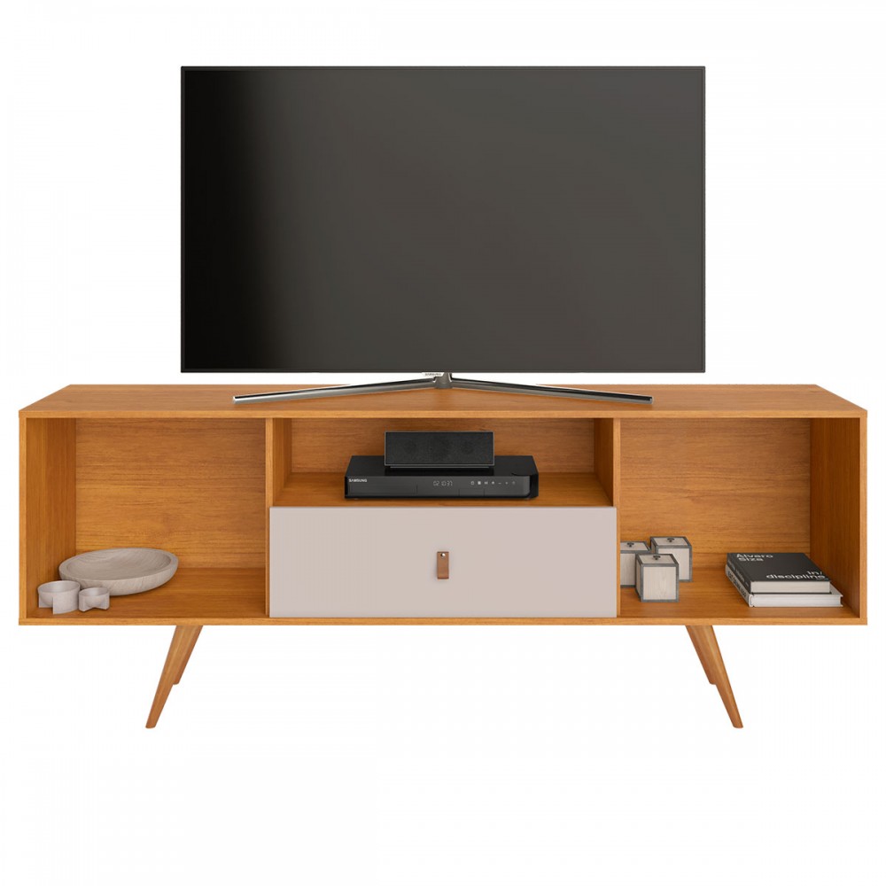 Rack para TV Até 70 Polegadas Sublime 2 Portas 1 Gaveta Cinamomo/Off White - Jcm Móveis