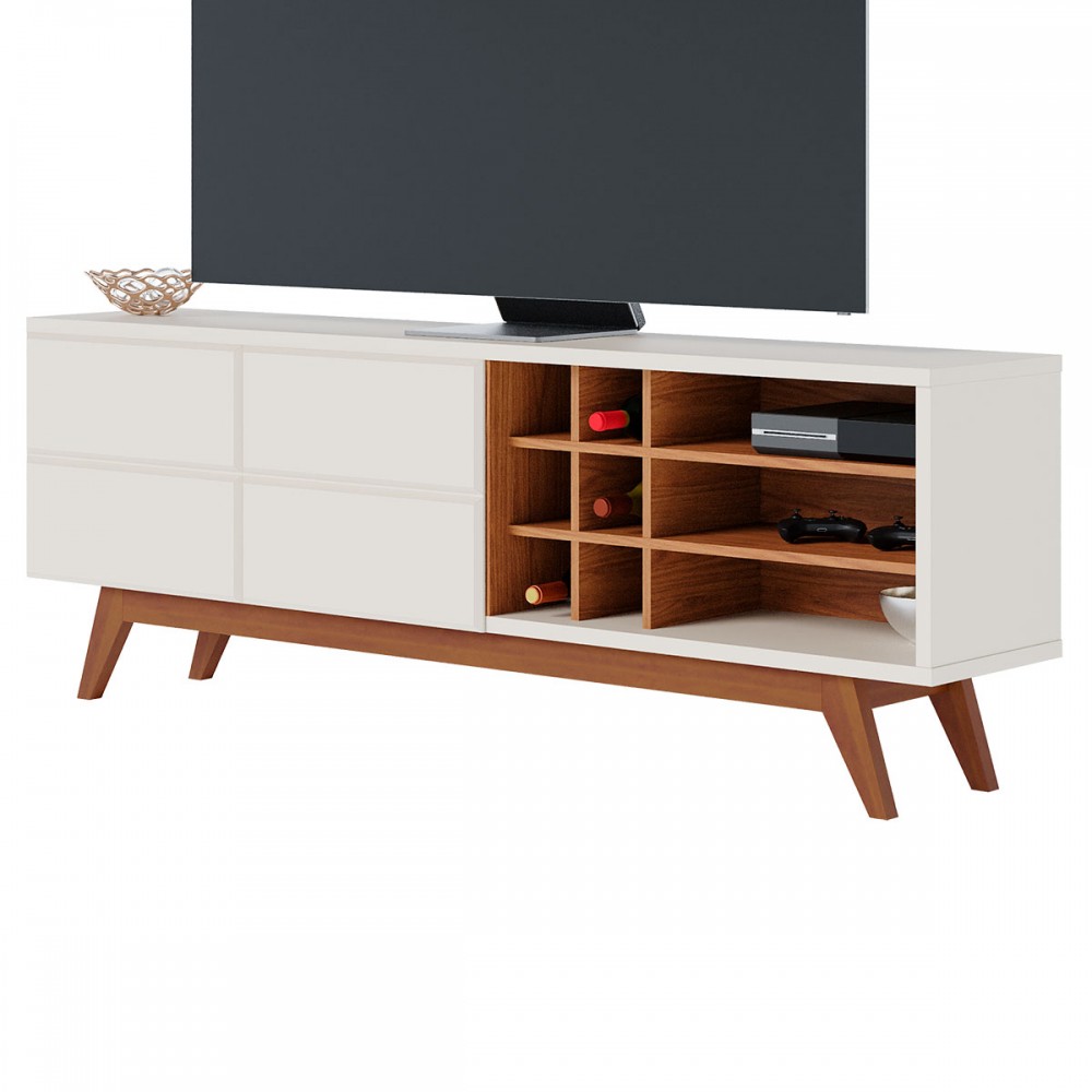 Rack para TV Até 70 Polegadas Noronha 2 Portas 2 Prateleiras Off White ...