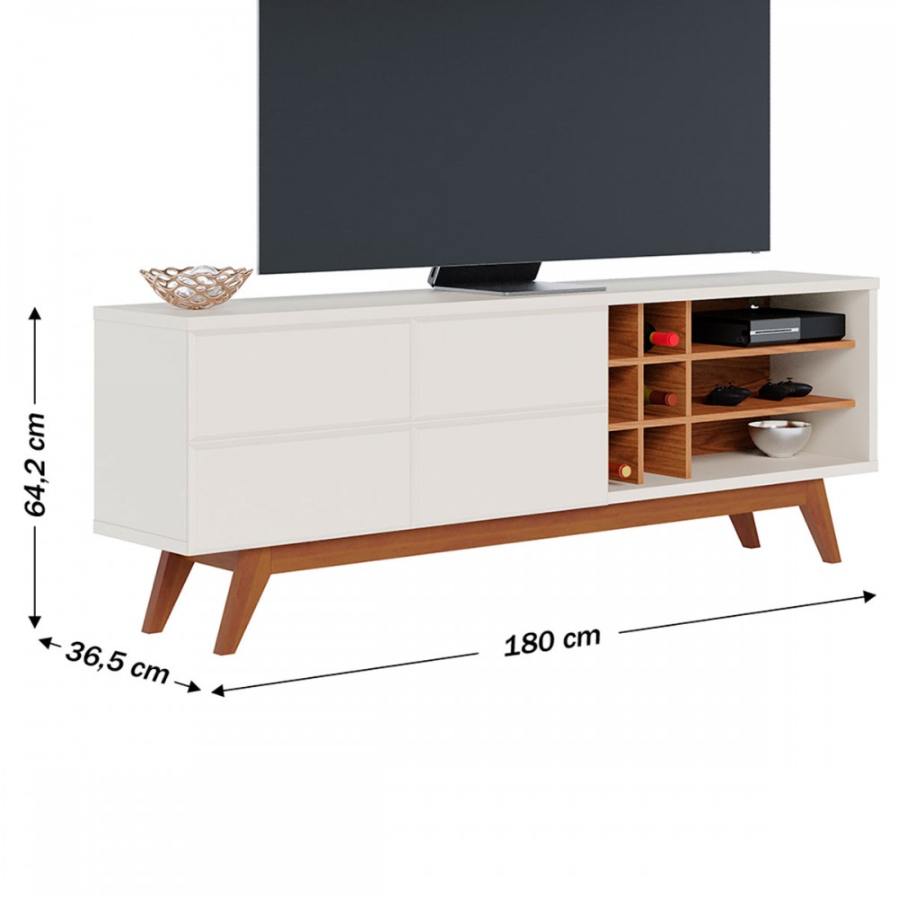 Rack para TV Até 70 Polegadas Noronha 2 Portas 2 Prateleiras Off White ...