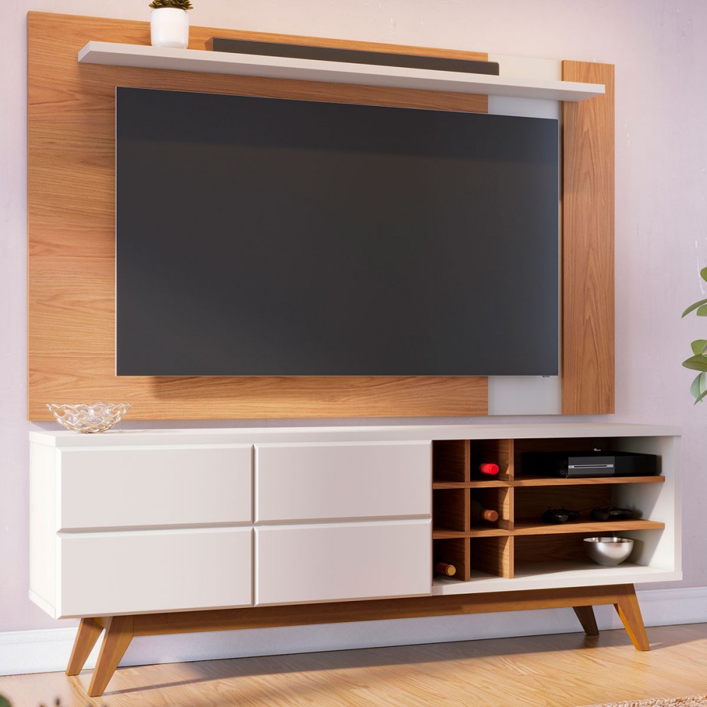 Rack com Painel para TV Até 70 Polegadas Noronha 2 Portas 3 Prateleiras ...