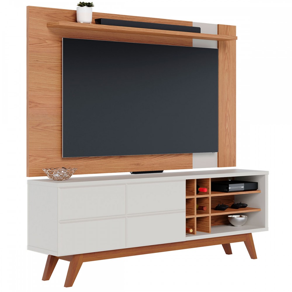 Rack com Painel para TV Até 70 Polegadas Noronha 2 Portas 3 Prateleiras ...