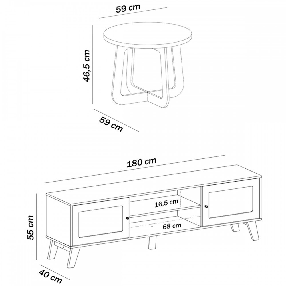 Sala de Estar Completa para TV Até 75 Polegadas Charlotte 2 Portas ...