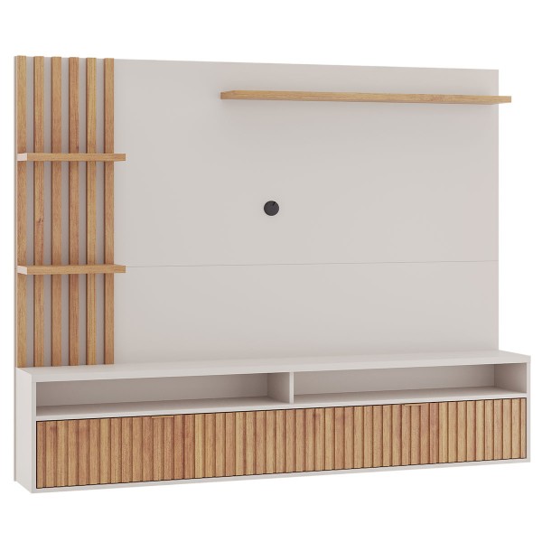 Painel para TV Até 65 Polegadas Dell 1 Porta 3 Prateleiras Ripado Off ...