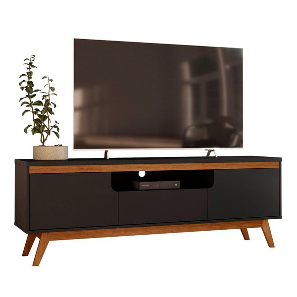 Rack para TV Até 60 Polegadas Rio 2 Portas 1 Gaveta Preto - Olivar Móveis