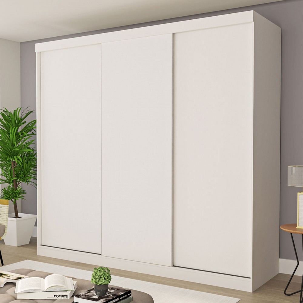 Guarda-Roupa Casal Itália 3 Portas 4 Gavetas de Correr Branco - Minastex