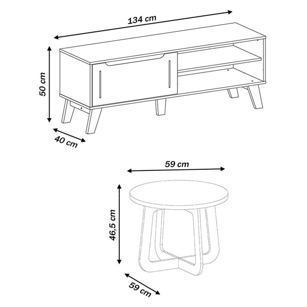 Sala de Estar Completa para TV Até 60 Polegadas Lótus 1 Porta Carvalho ...