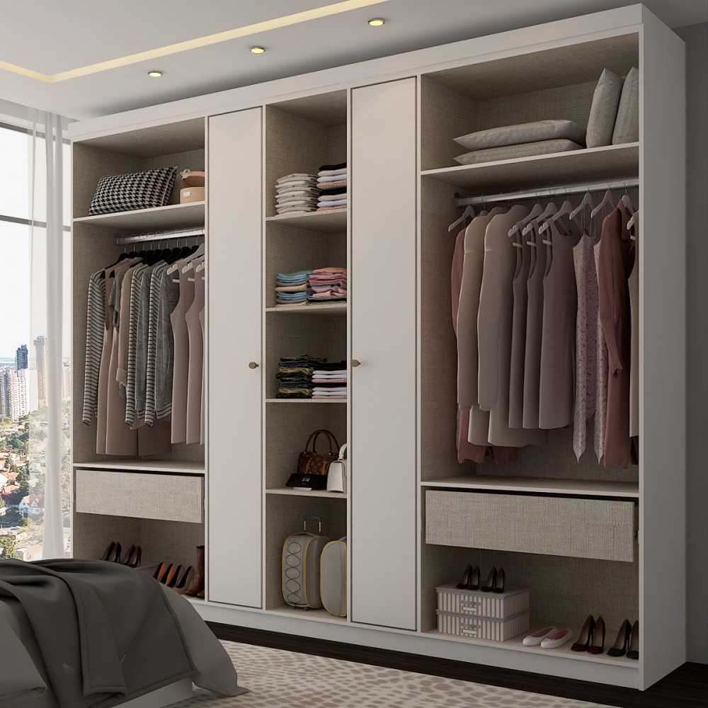 Guarda-Roupa Casal Brooklyn 7 Portas 2 Gavetas Branco - Panorama Móveis