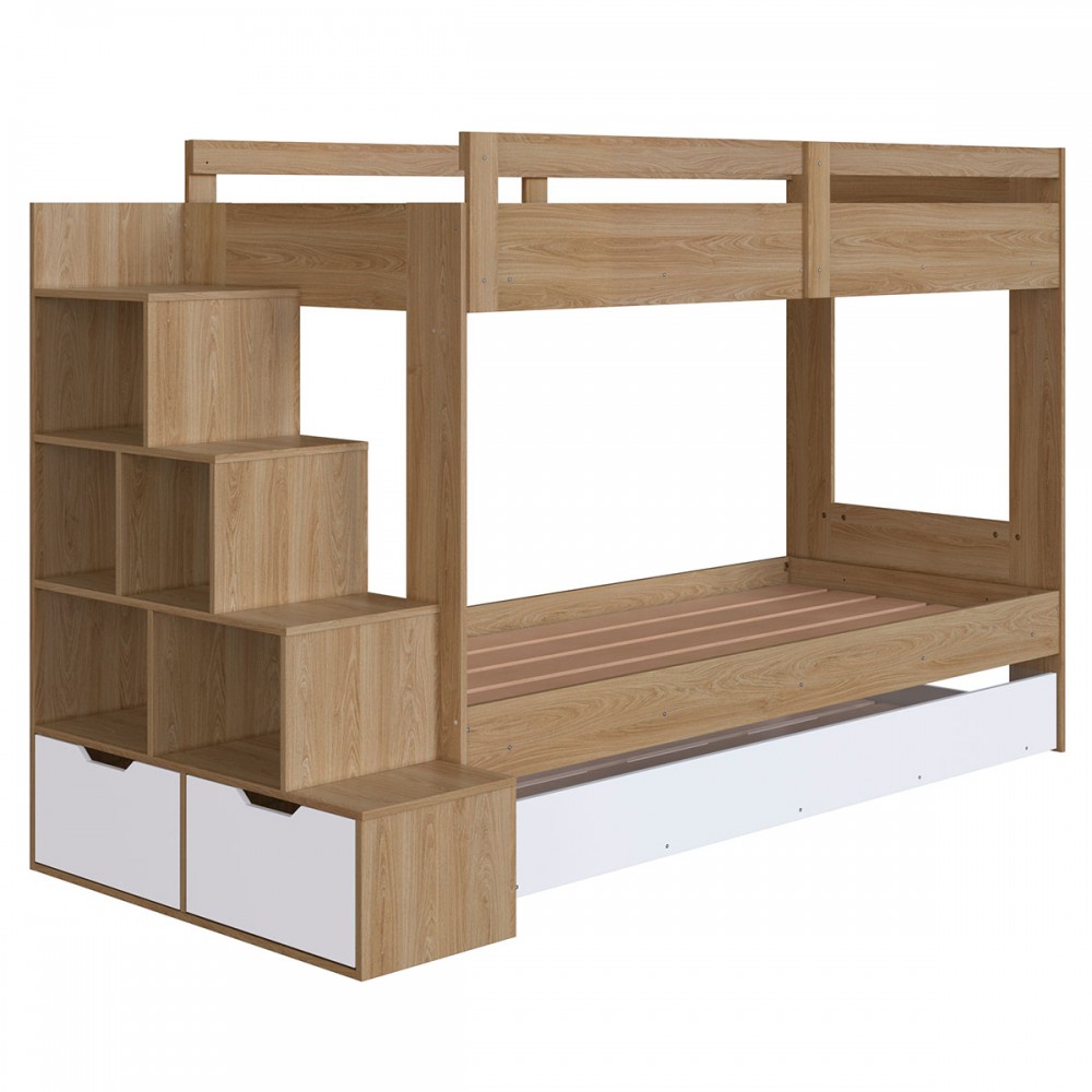Treliche 2 Gavetas Aveiro Oak/Branco - Completa Móveis