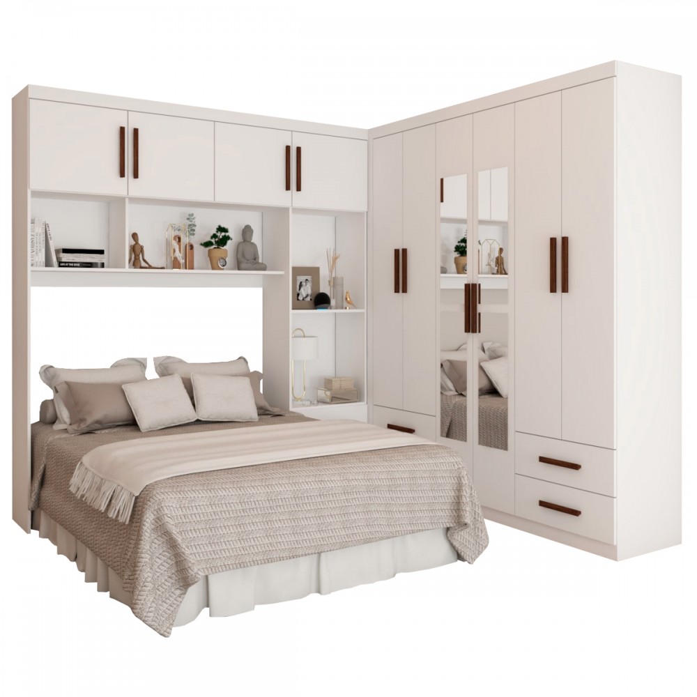 Guarda-Roupa Casal Paradise 10 Portas 6 Gavetas com Espelho Branco ...