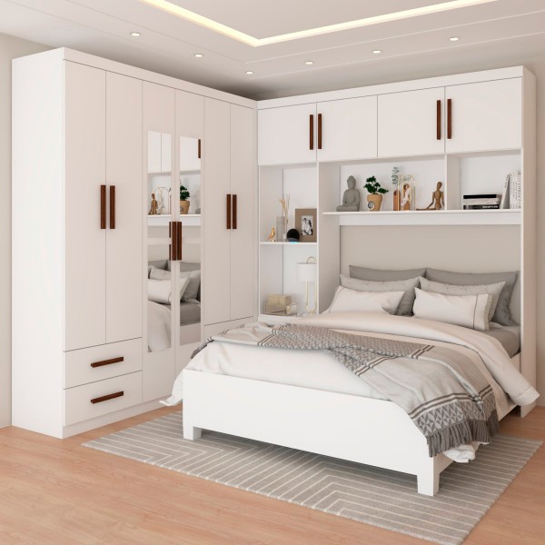 Guarda-Roupa Casal Modulado com Cama Paradise 10 Portas com Espelho 6 ...