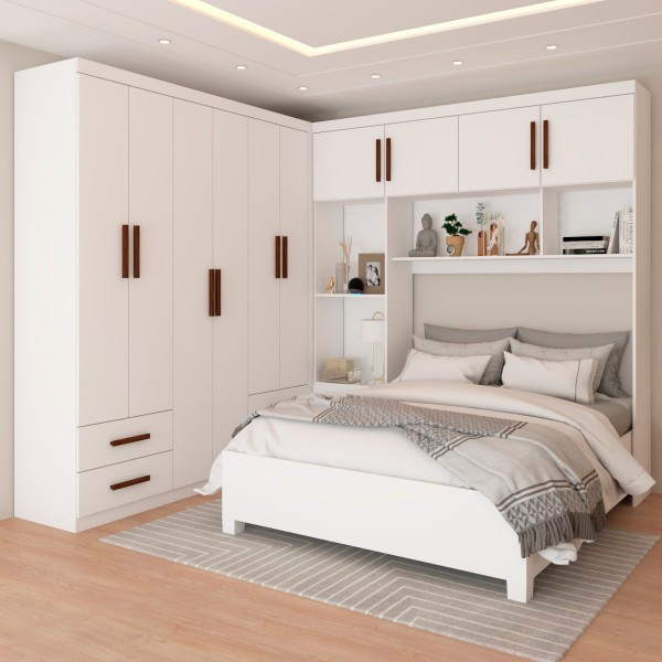 Guarda-Roupa Casal Modulado com Cama Paradise 10 Portas 6 gavetas ...