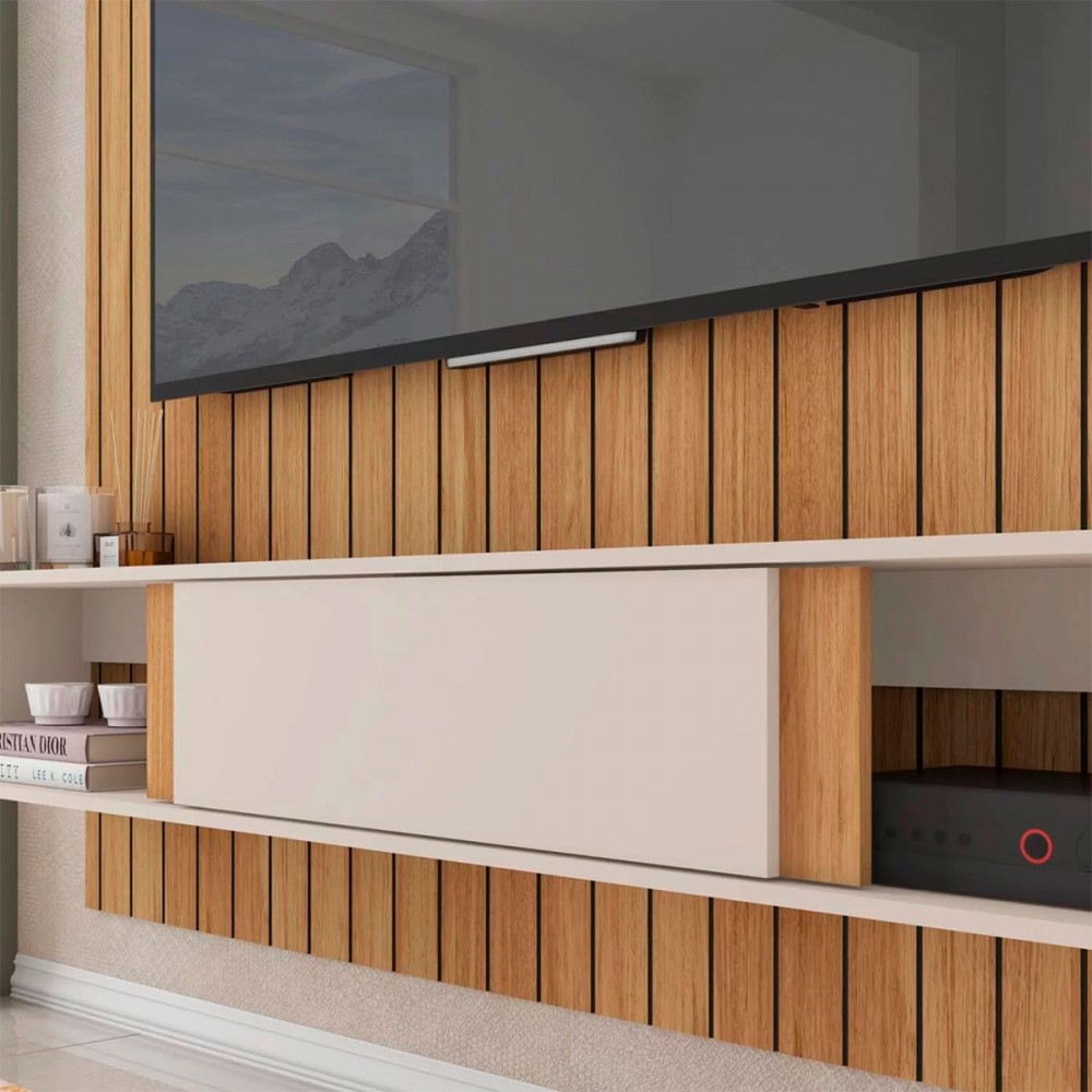 Painel para TV Até 70 Polegadas Boreal 1 Porta Buriti/Off White - Caemmun