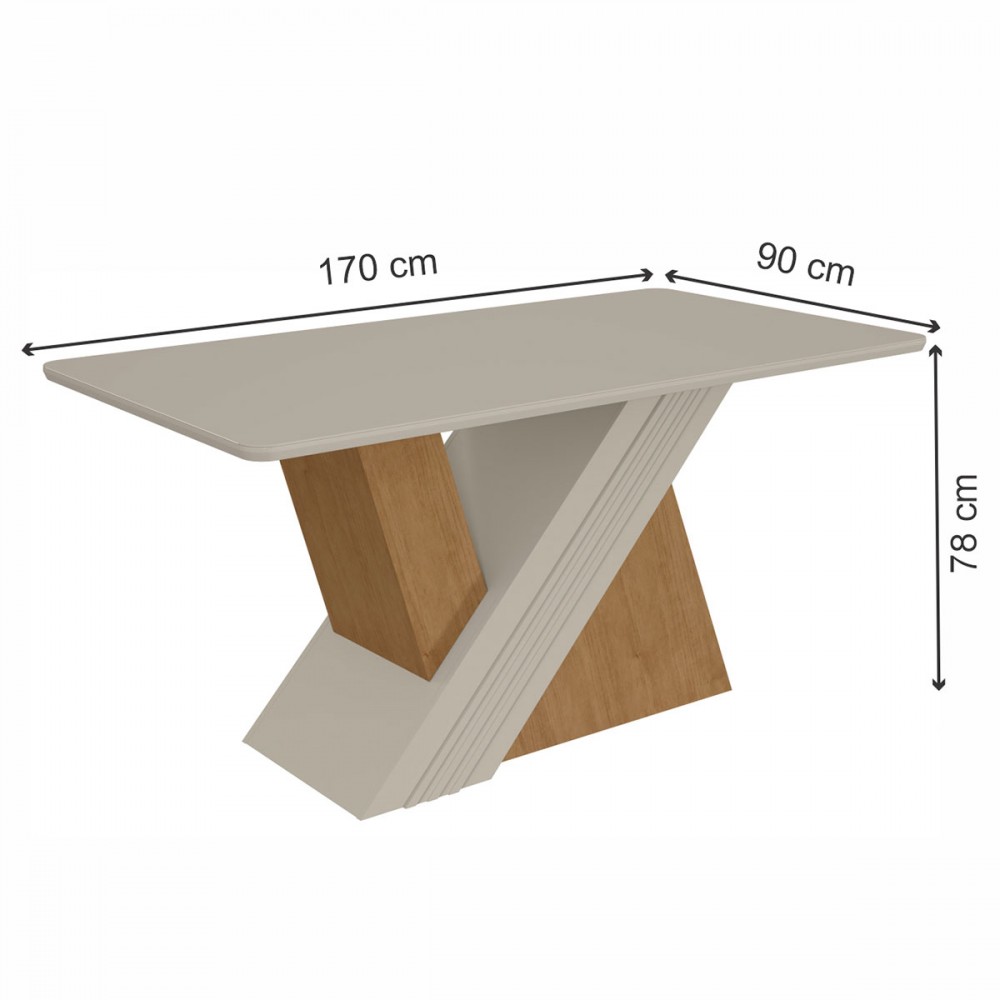 Mesa de Jantar 6 Lugares Vênus com Vidro Amêndoa Clean/Off White/Veludo Naturale Creme - Móveis ...