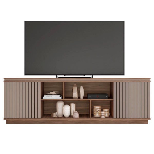 Rack para TV Até 75 Polegadas Simetria 2 Portas Ripadas Nogueira San ...