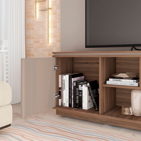 Rack para TV Até 75 Polegadas Simetria 2 Portas Ripadas Nogueira San ...