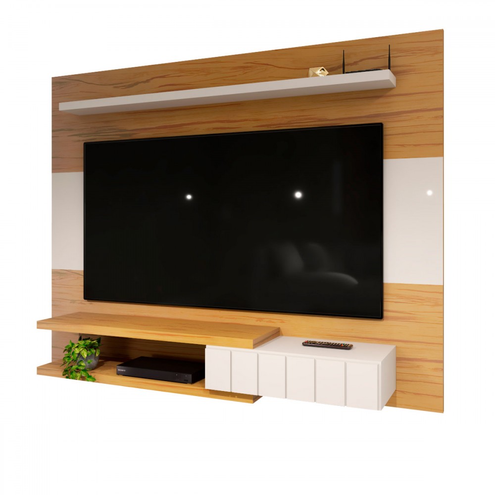 Painel para TV Até 50 Polegadas Opala 1 Porta para TV Pinho/Off White ...
