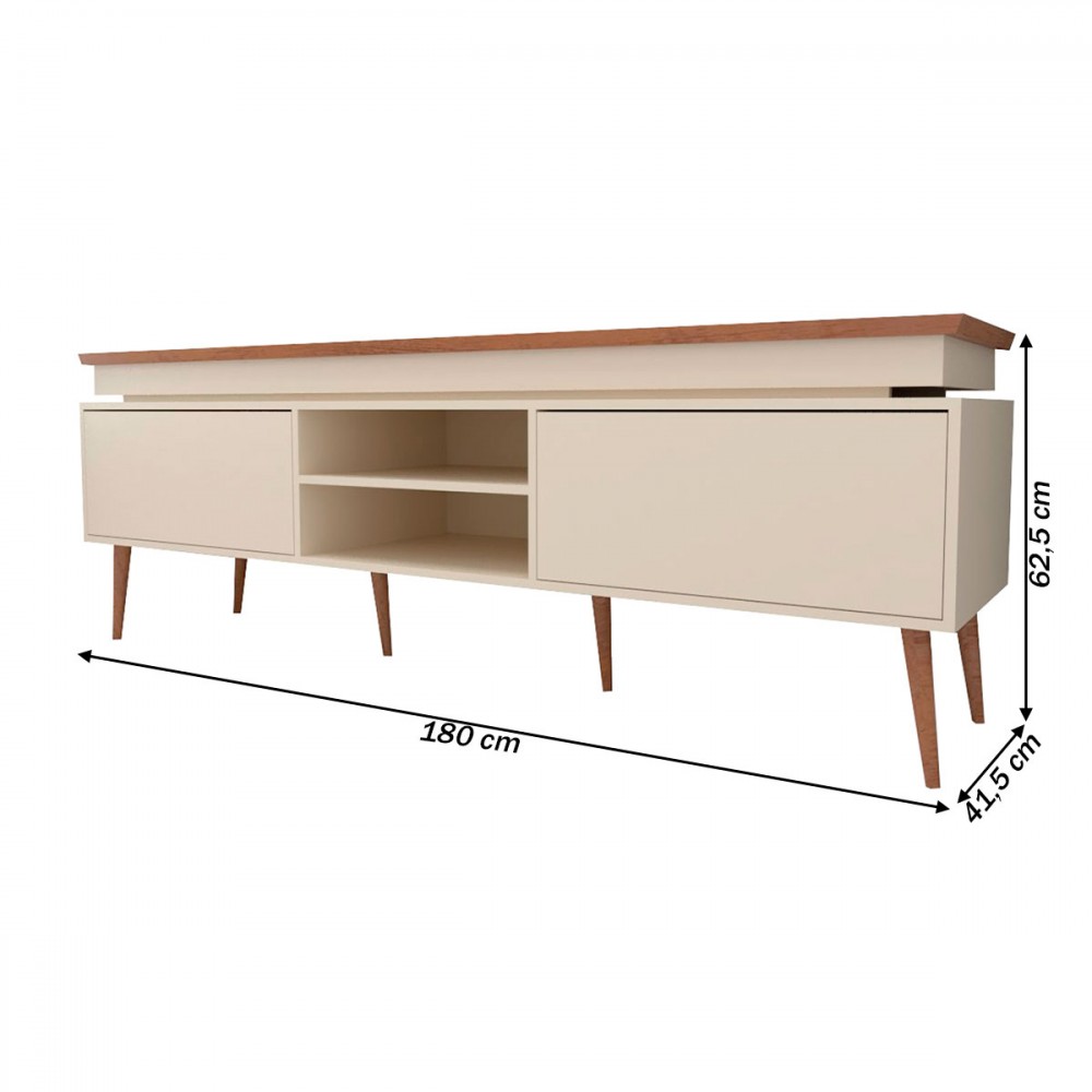 Rack para TV Até 75 Polegadas Lumen 2 Portas com Led Pinho/Off White - Panorama Móveis