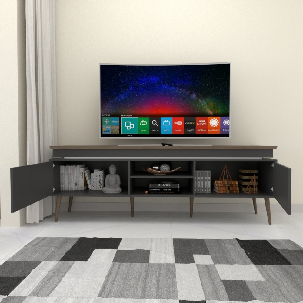 Rack para TV Até 75 Polegadas Lumen 2 Portas com Led Carvalho/Grafite ...