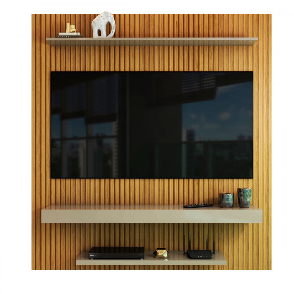 Painel para TV Até 60 Polegadas Alexandria 2 Prateleiras Off White ...