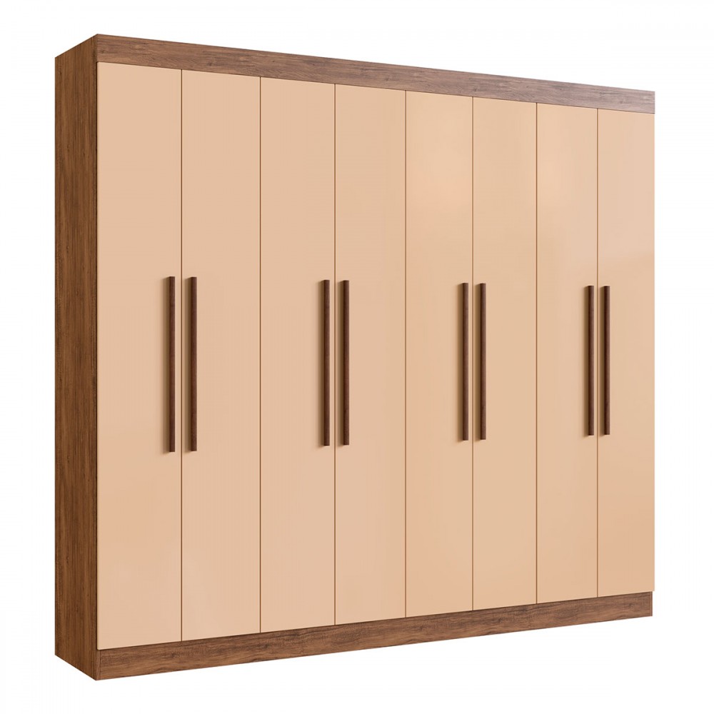 Guarda-Roupa Casal Califórnia 8 Portas 4 Gavetas 100% Mdf Castanho/Nude ...