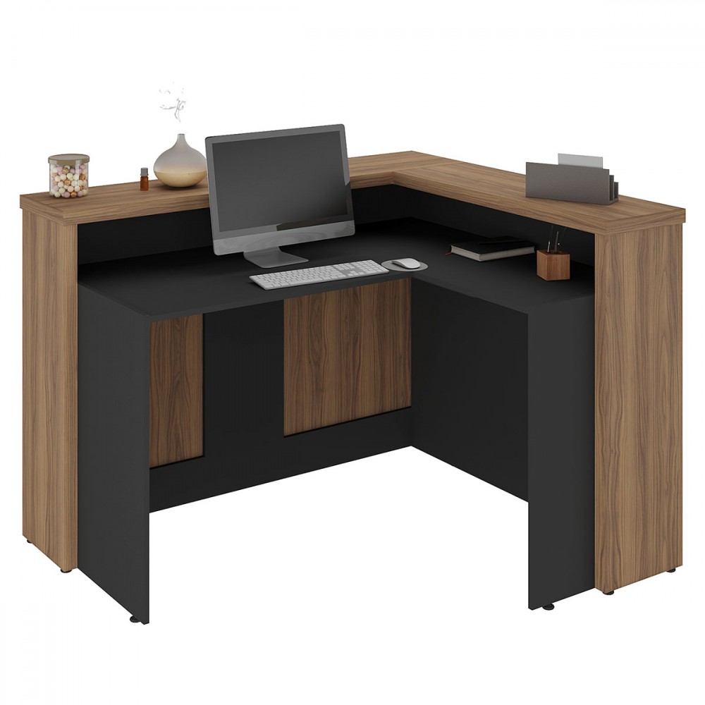 Armário para Escritório Atendimento Nogal/Preto Y37 - Artany Móveis