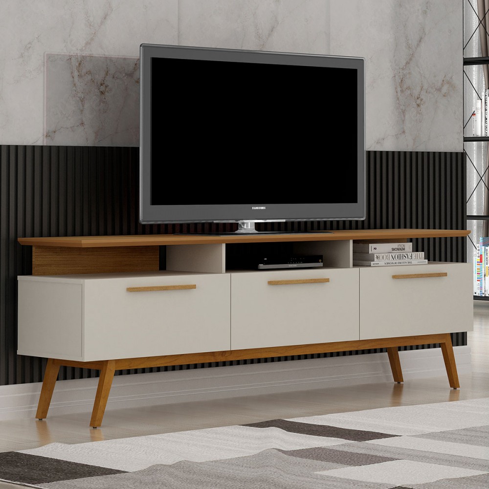 Rack para TV Até 60 Polegadas São Paulo 3 Portas Off White/Cinamomo ...