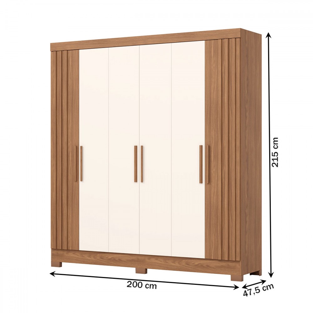 Guarda-Roupa Casal 6 Portas 3 Gavetas Flex Nature/Off White B367 - Briz