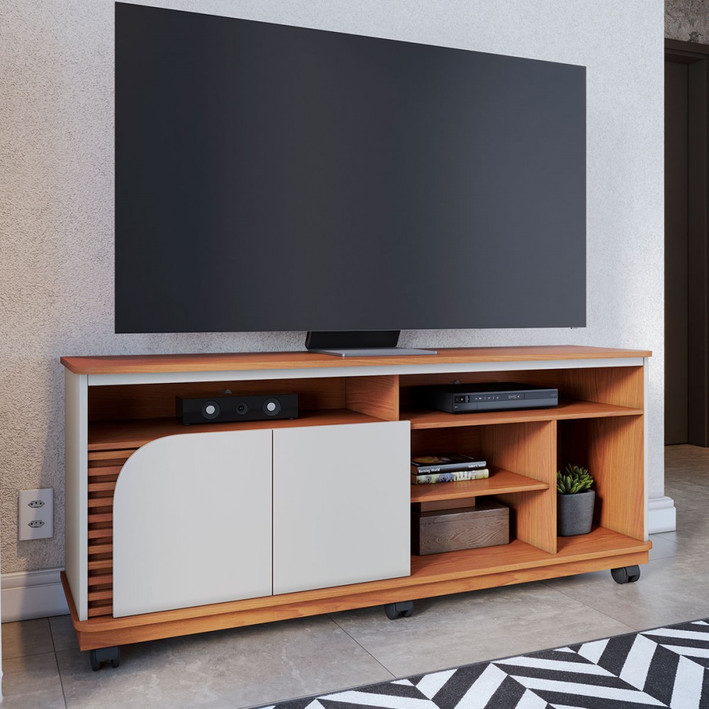 Rack para TV Até 65 Polegadas Jurerê 2 Portas Freijó/Off White - Colibri