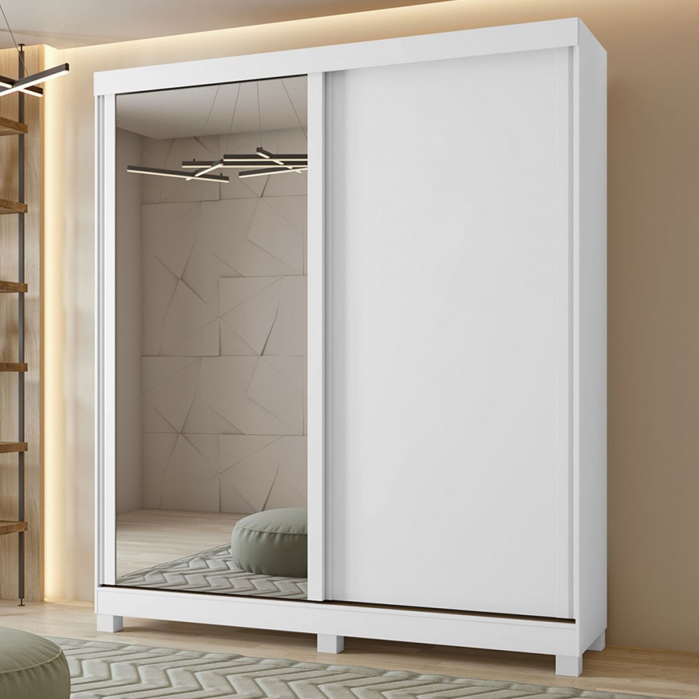 Guarda-Roupa Casal Zeine 2 Portas 2 Gavetas com Espelho 73342.3 Branco ...