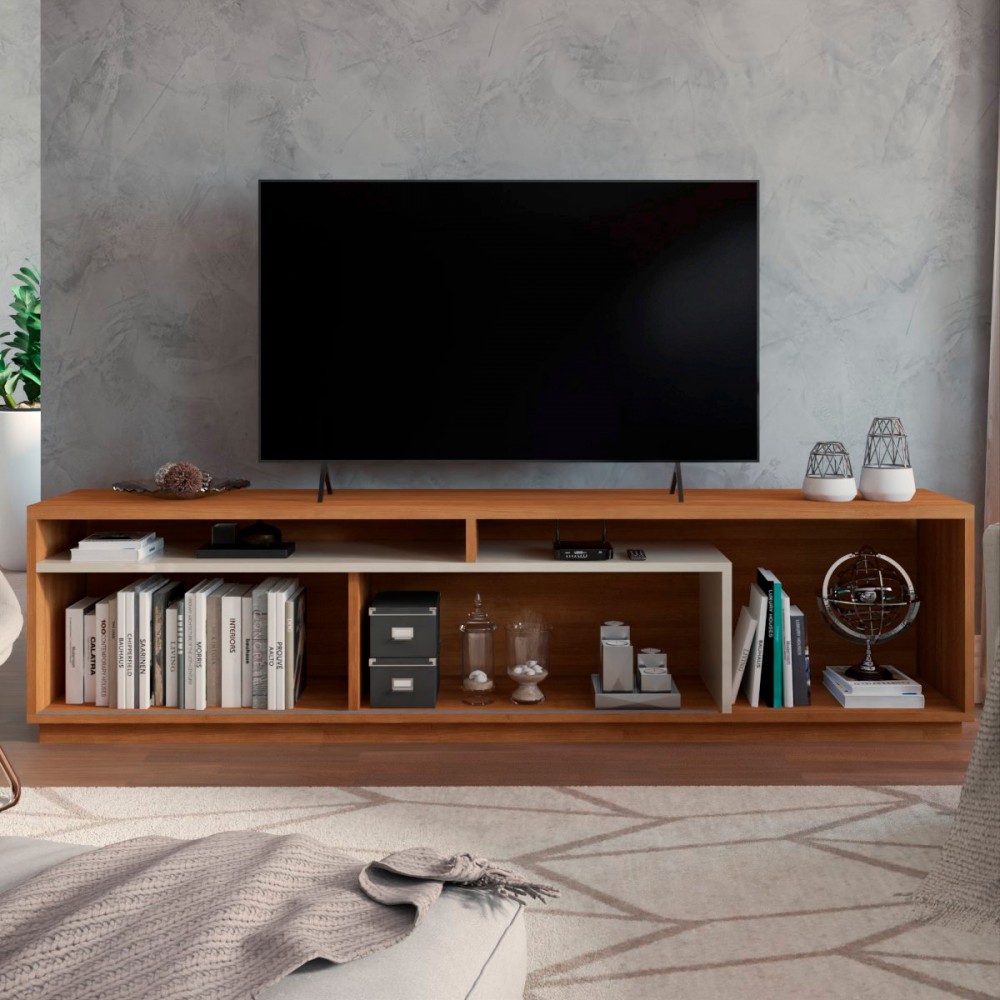 Rack para TV Até 75 Polegadas Columbus 1 Porta Naturalle/Off White ...