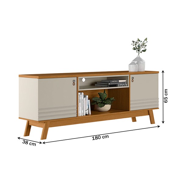 Rack para TV Até 75 Polegadas Colorado 2 Portas Nature/Off White ...