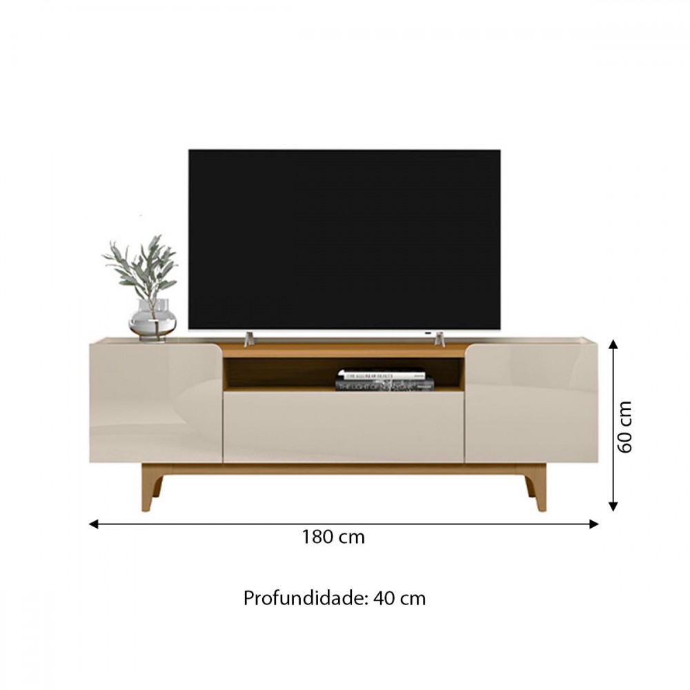Rack para TV Até 75 Polegadas Orlando Tauari/Off White - Linea Brasil