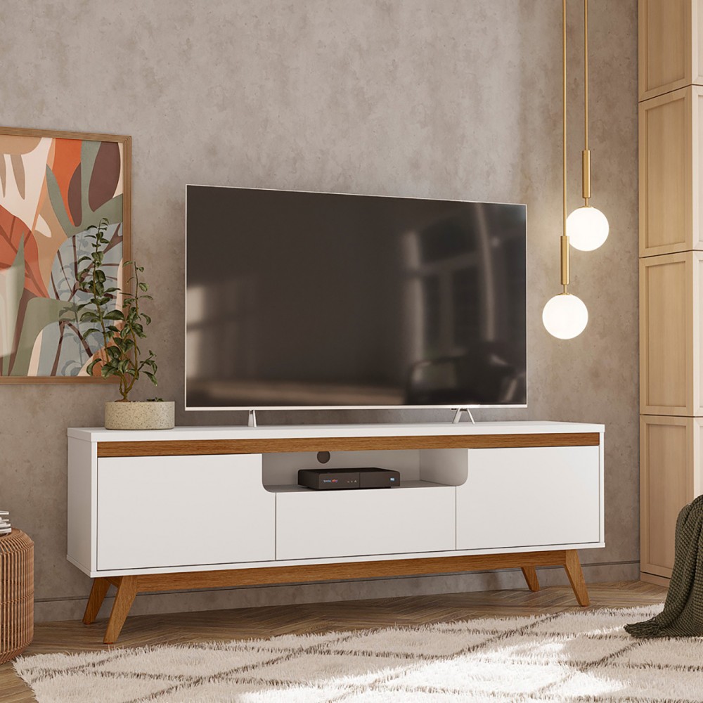 Rack Retro Rio Até 60 Polegadas 2 Portas Branco - Olivar Móveis